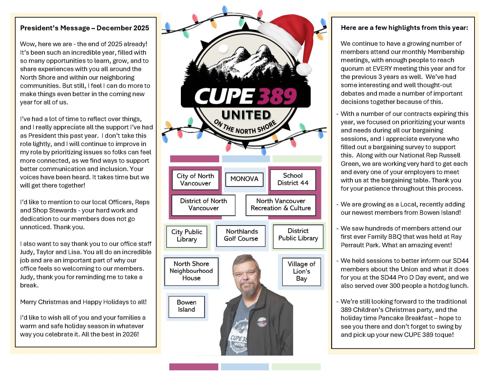 President’s Message – December 2025 – CUPE 389